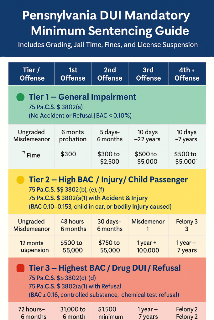DUI Mandatory Sentencing Chart | Jason Dunkle Law